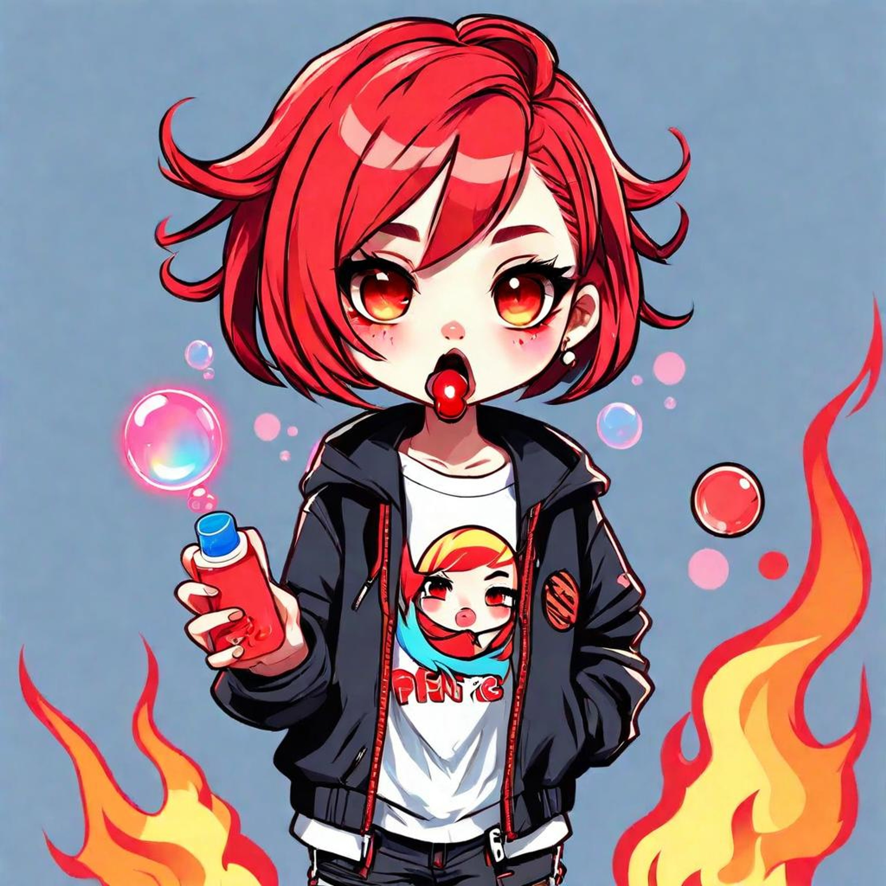 Neochibi E-Girl: Firestarter with Red Hair Streak - LimeWire