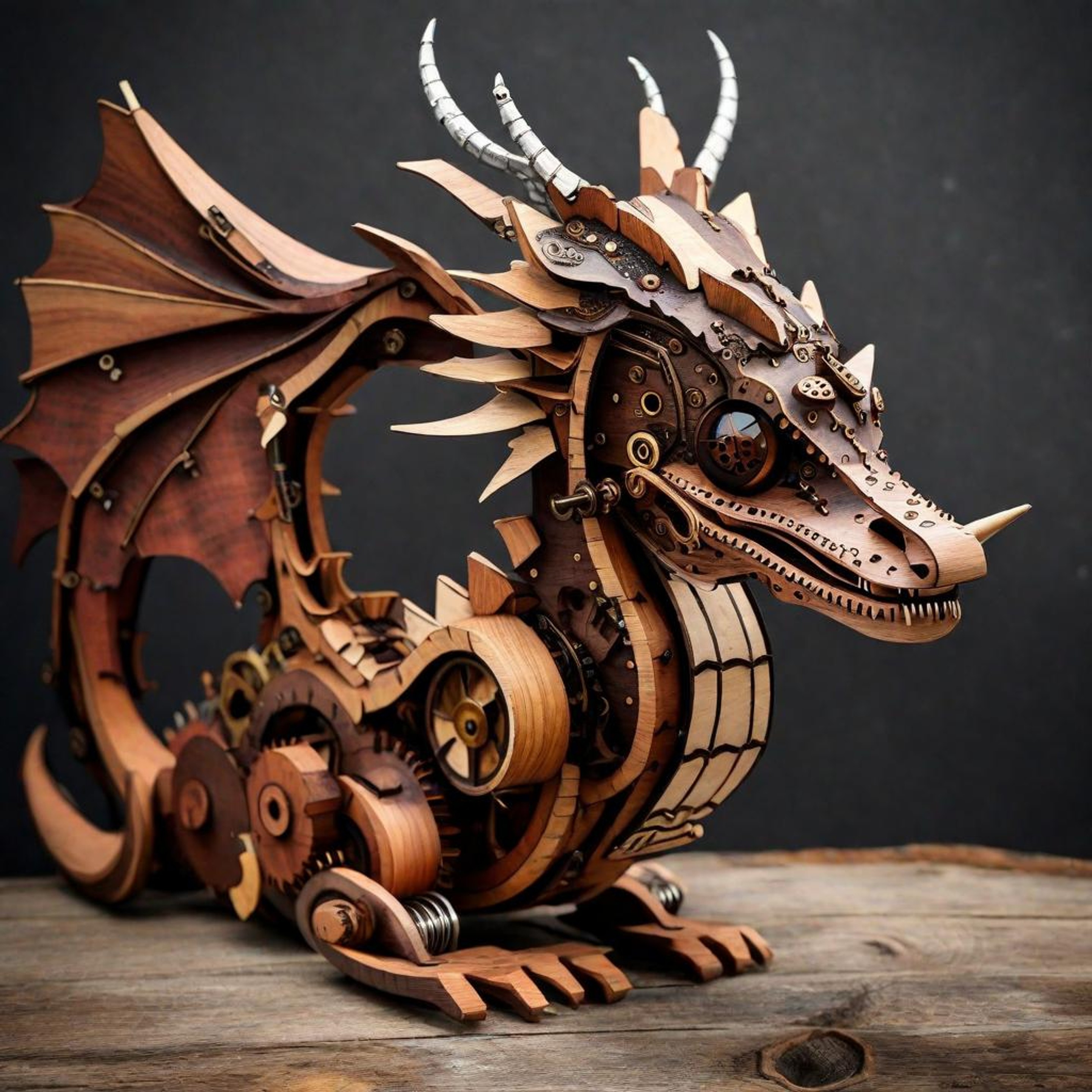 Wooden Dragon in Steampunk Style - LimeWire