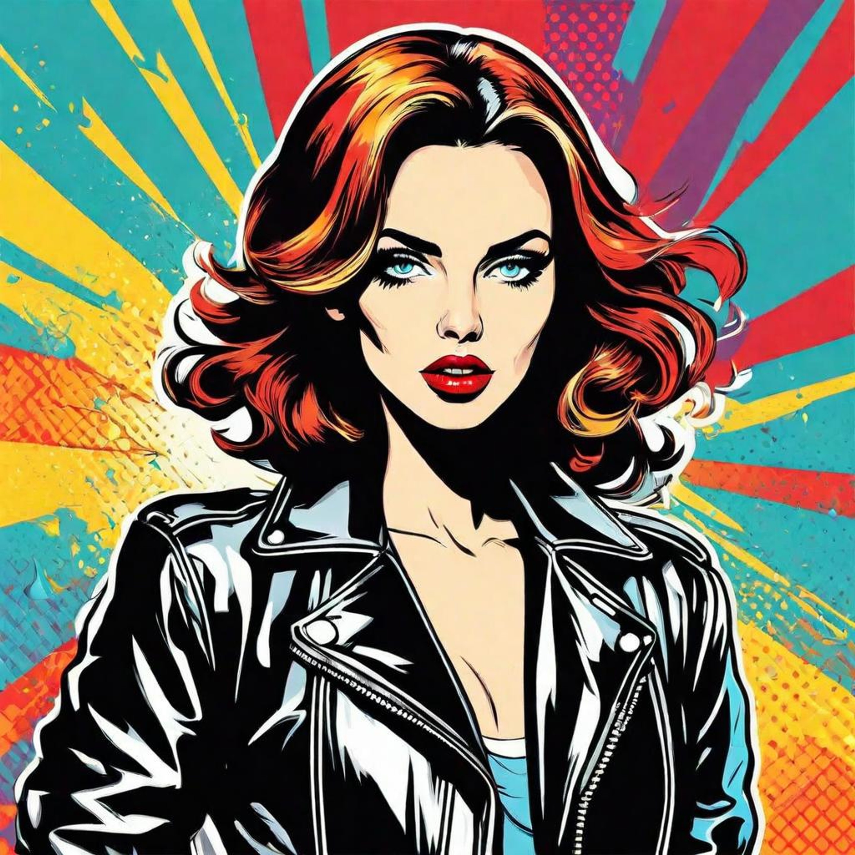 Pop Art Beauty in Leather Jacket - LimeWire