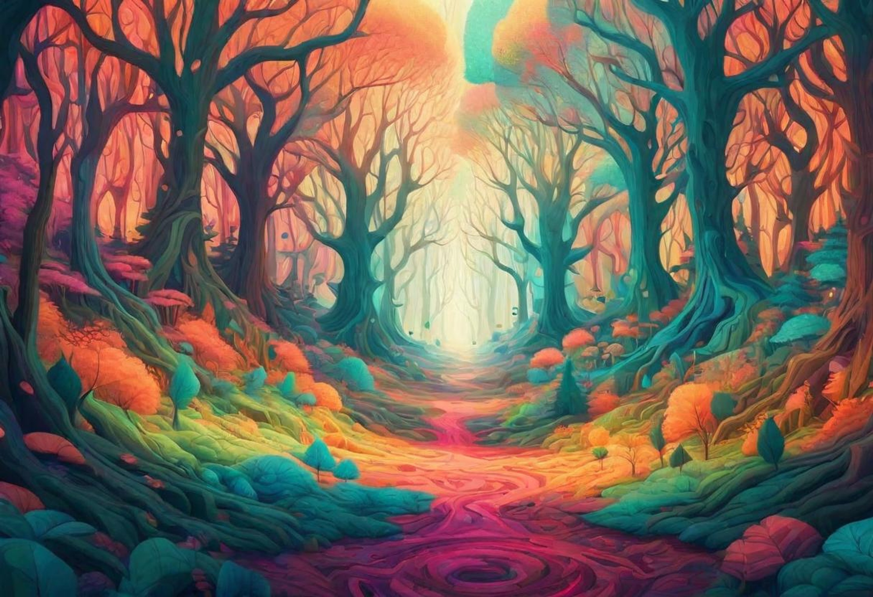 Surreal Forest Dreamscape: A Vibrant Kaleidoscope of Reality and ...