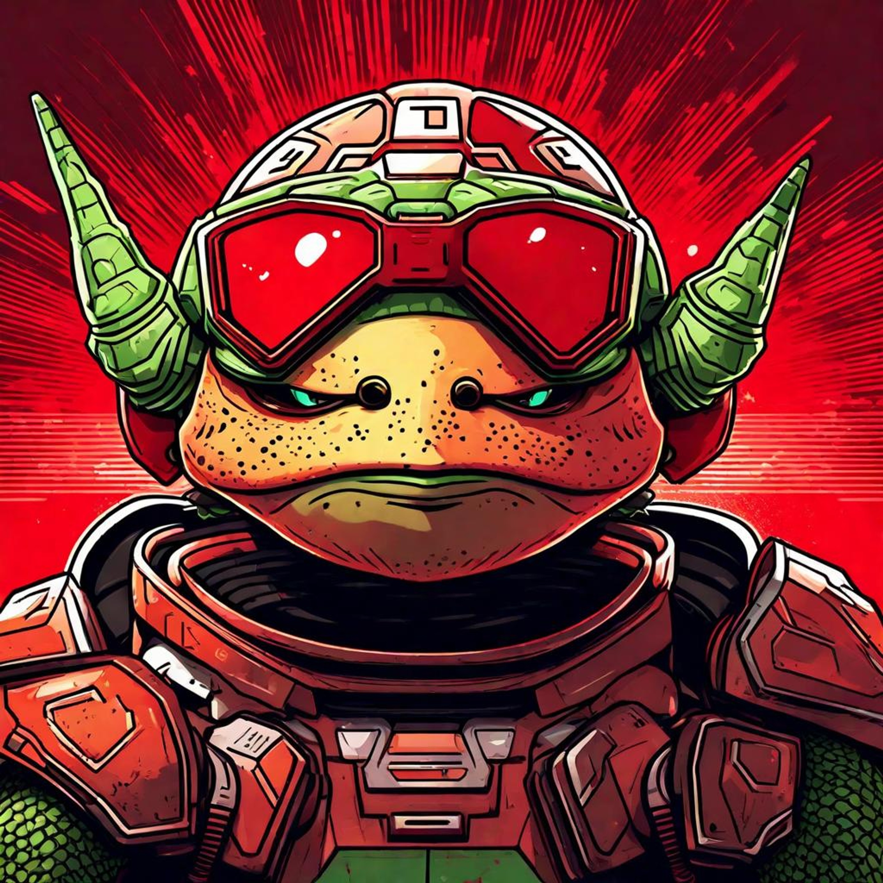 "Techno Turtle: in Red Background" - LimeWire