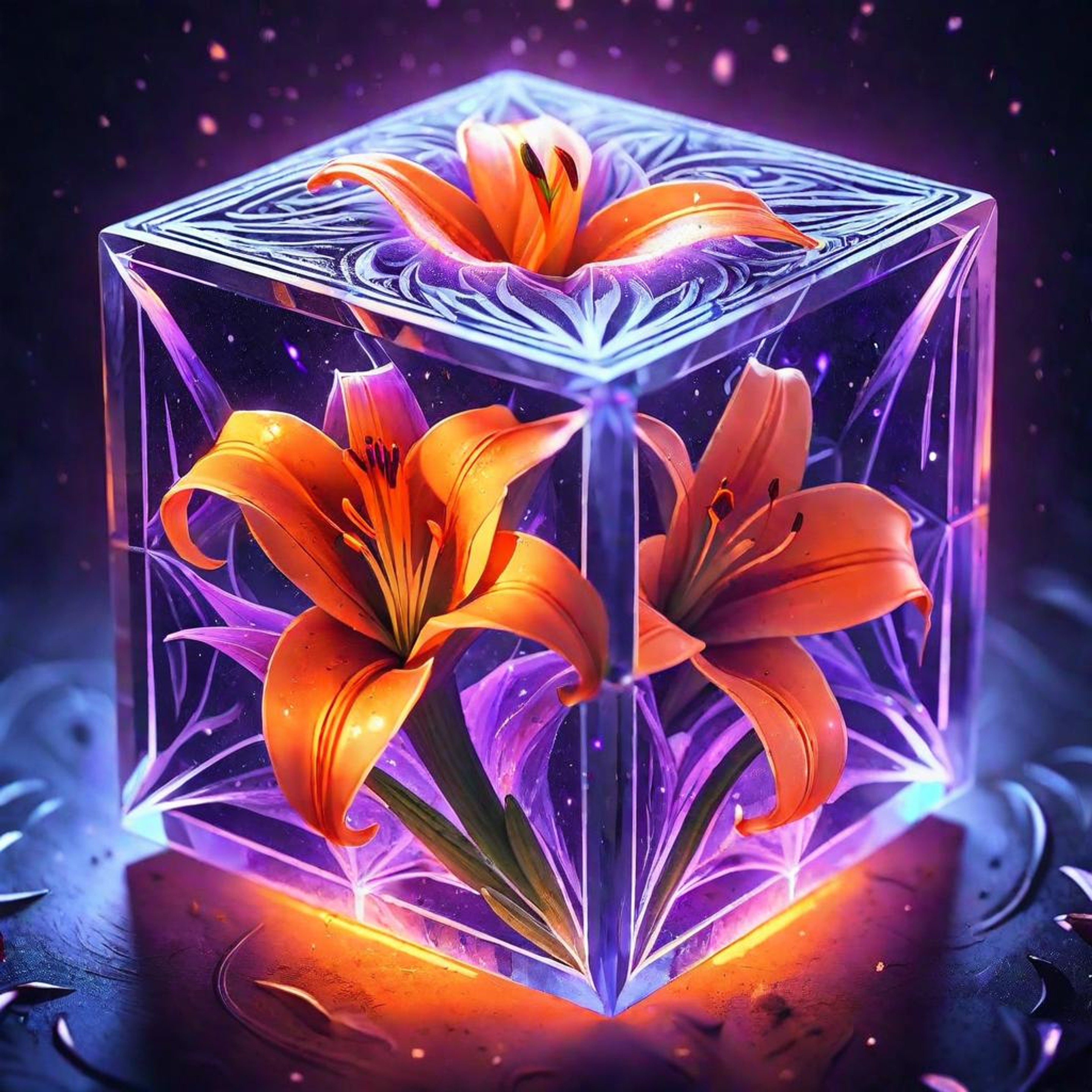 Enchanted Crystal Cube: Neon Lily and Magic Surrounding - LimeWire