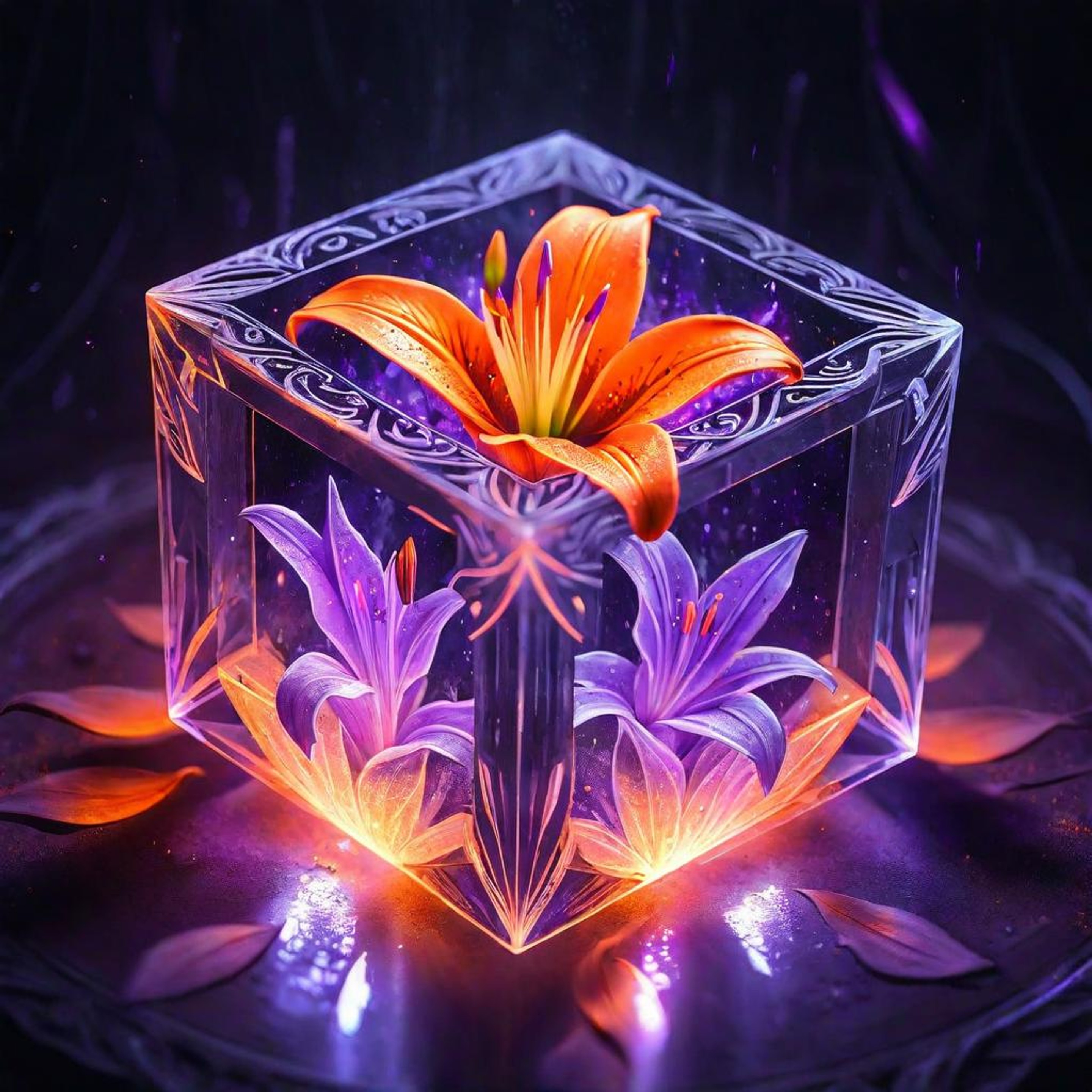 Enchanted Crystal Cube: Neon Lily and Magic Surrounding - LimeWire