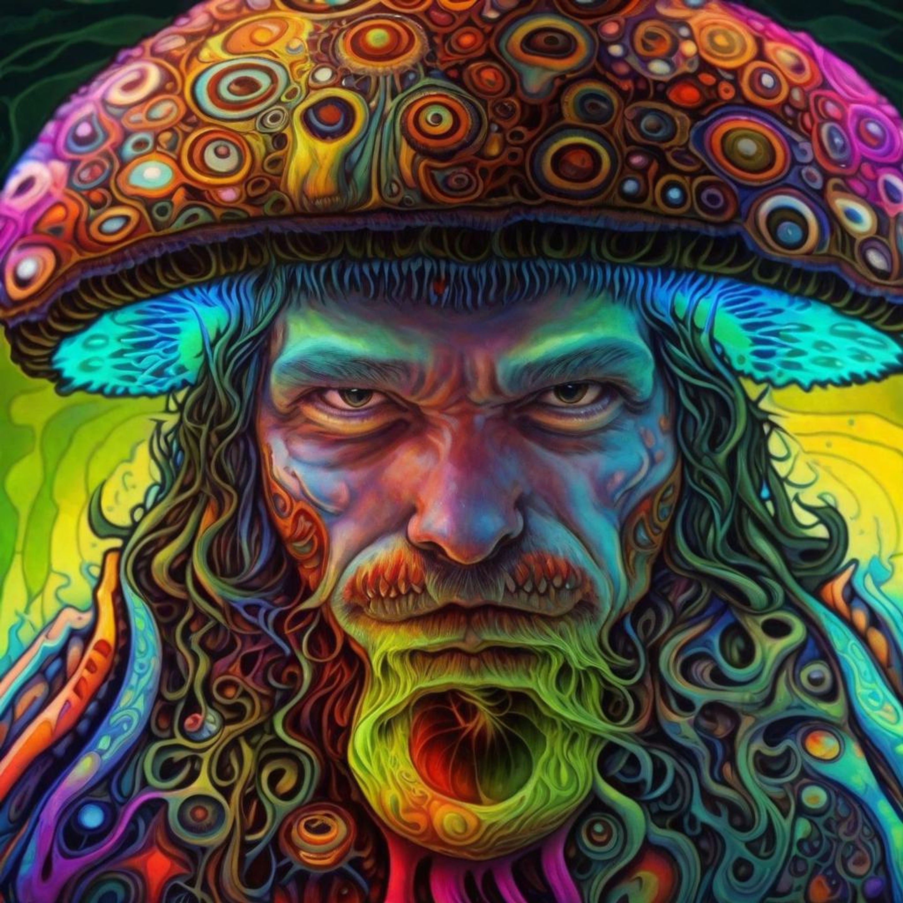 Mystic Viking Mushroom with Psychedelic Lime Art - LimeWire