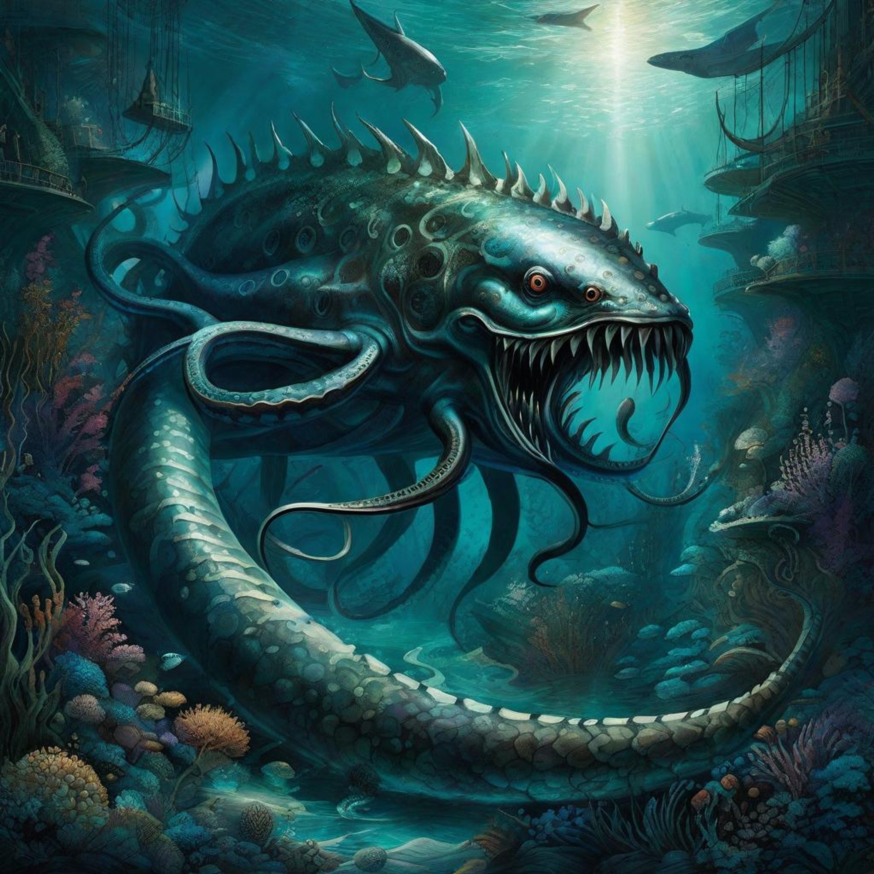 Ethereal Depths: Behold the Mythic Kraken of the Abyss - LimeWire