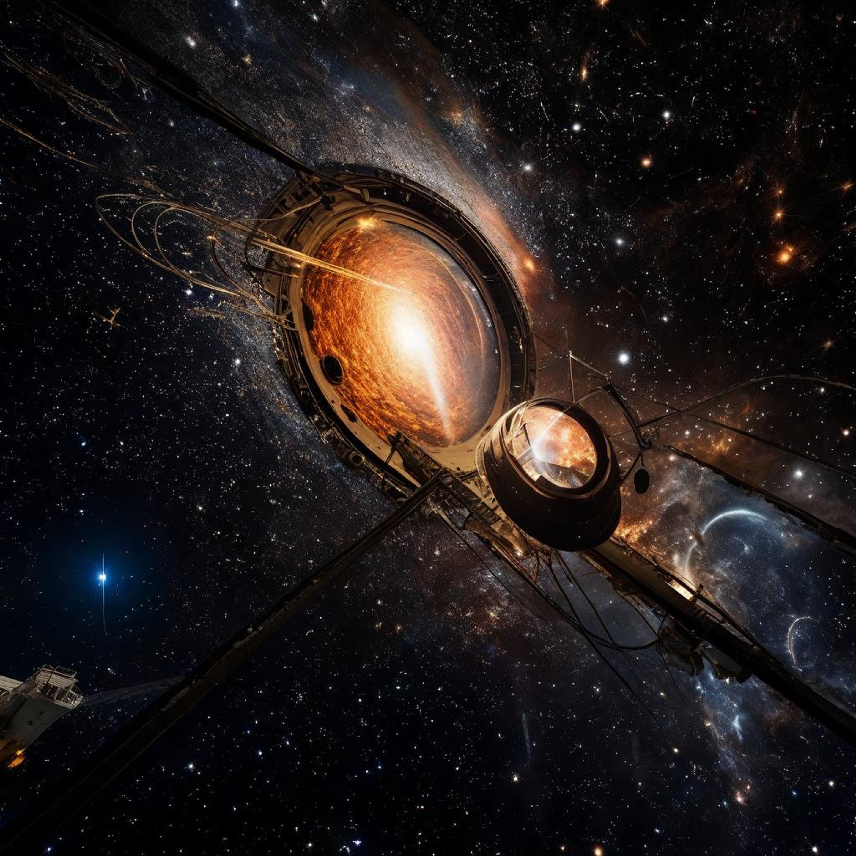 Galactic Spectacle: Navy Ship Docked Under Cosmic Light Show - LimeWire