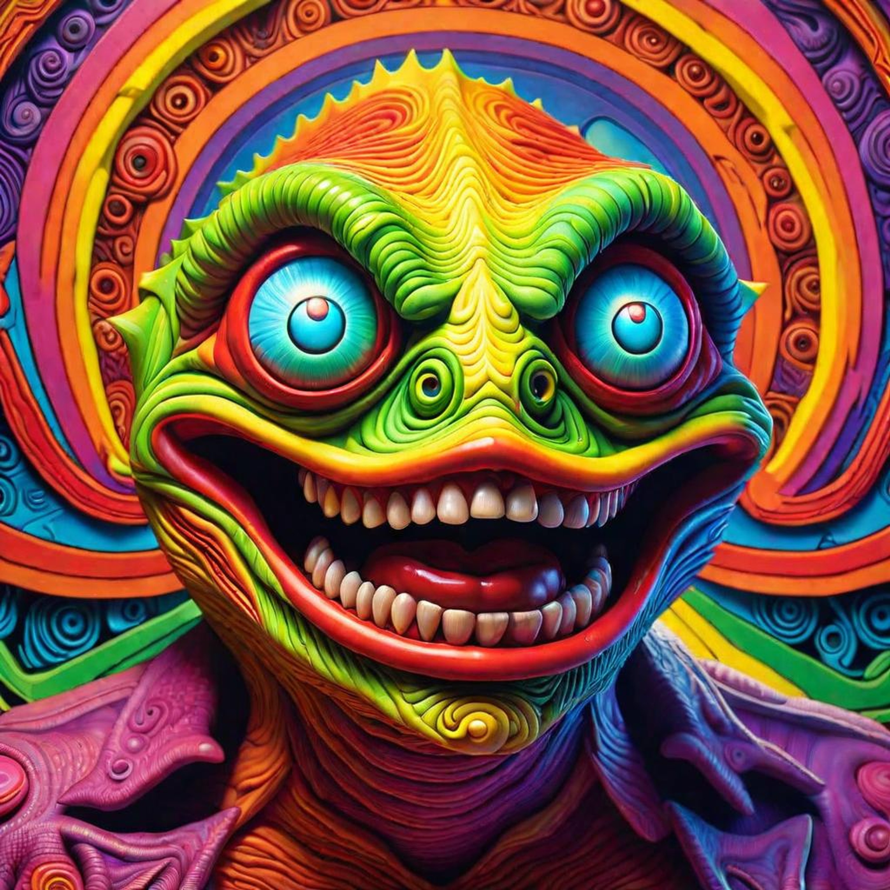 Psychedelic Vampire Chameleon: Hyper-Visionary 3D Art Masterpiece ...