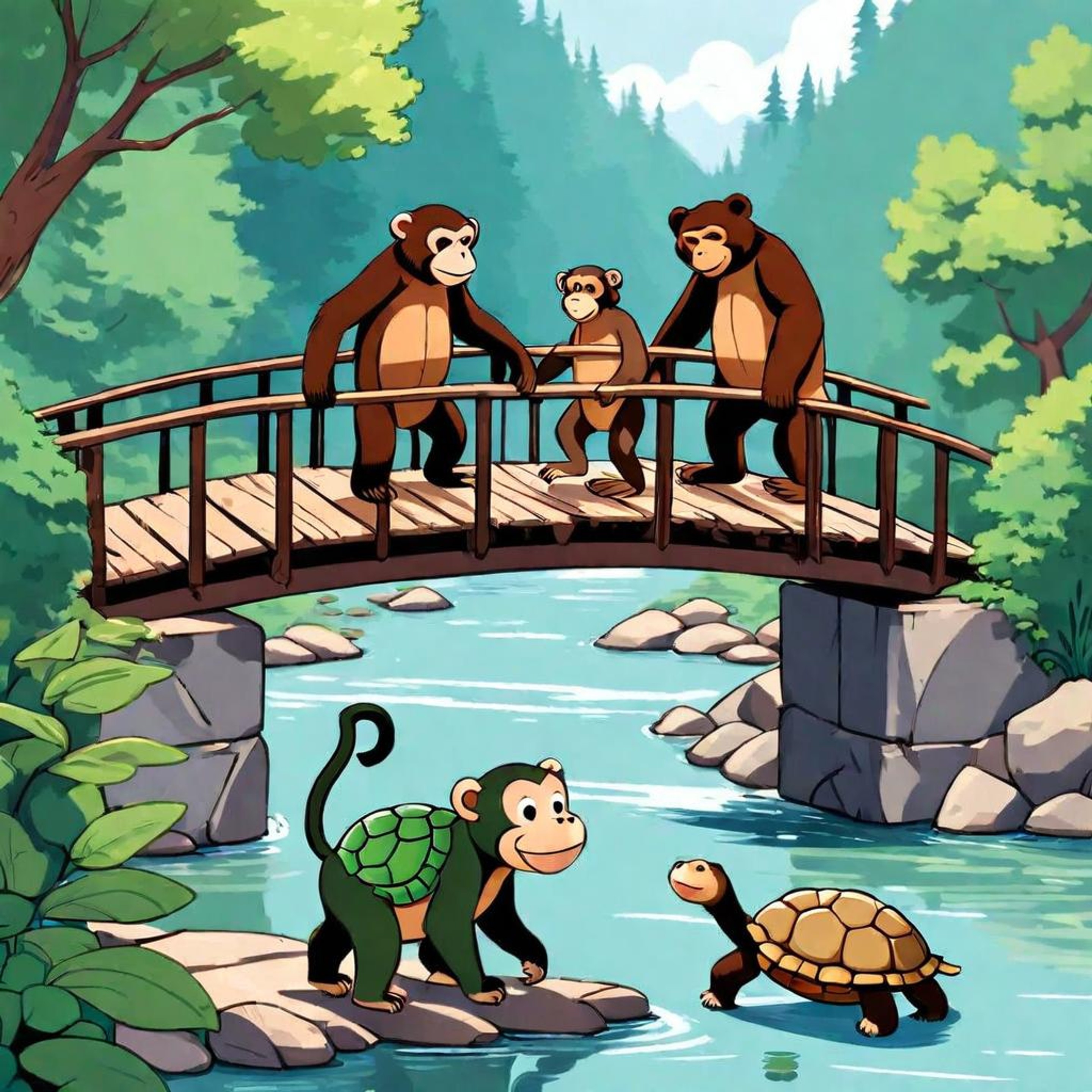 River Crossing with Friends, Monkey, Bear, and Turtle - LimeWire