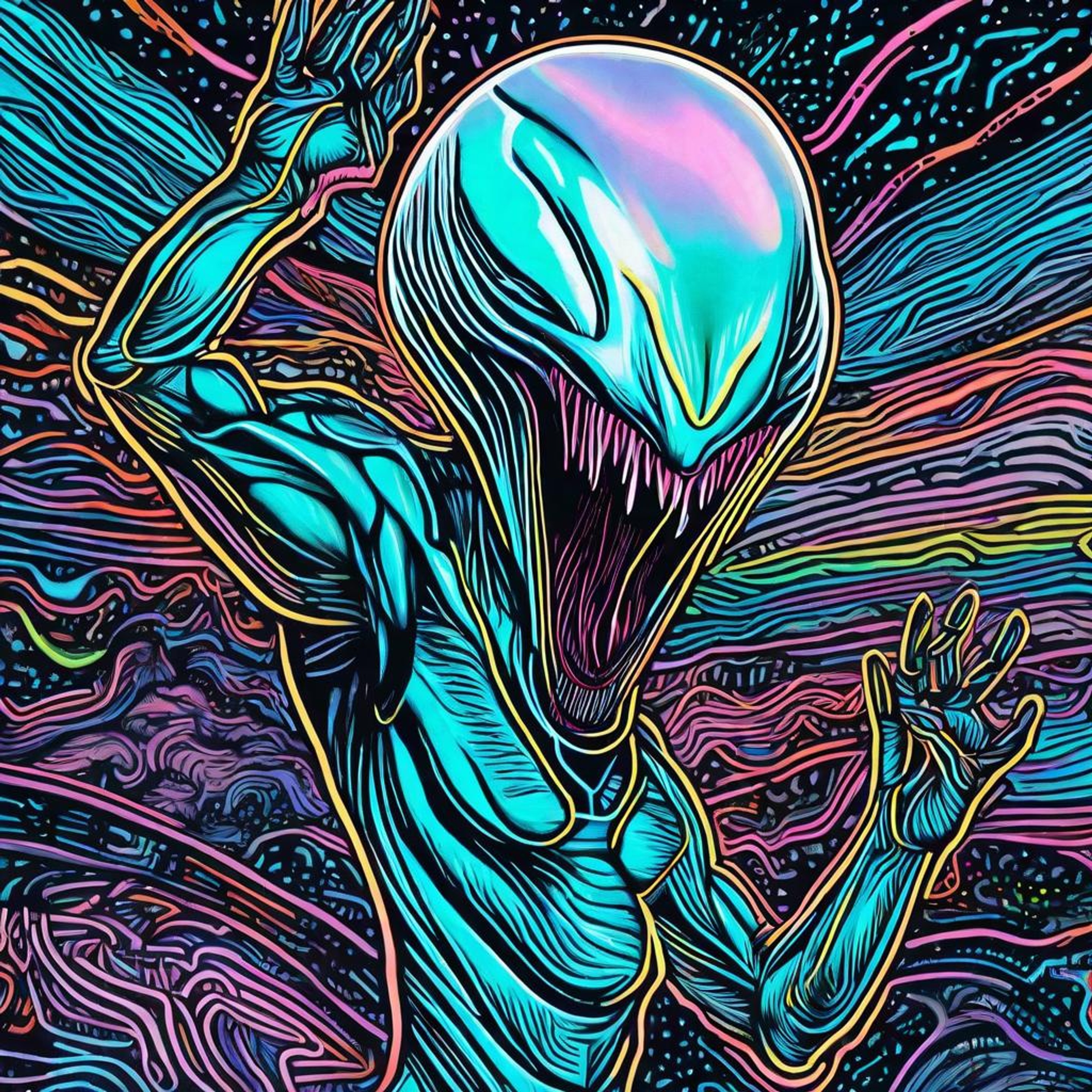 Agonizing Psychedelic Line Art - LimeWire