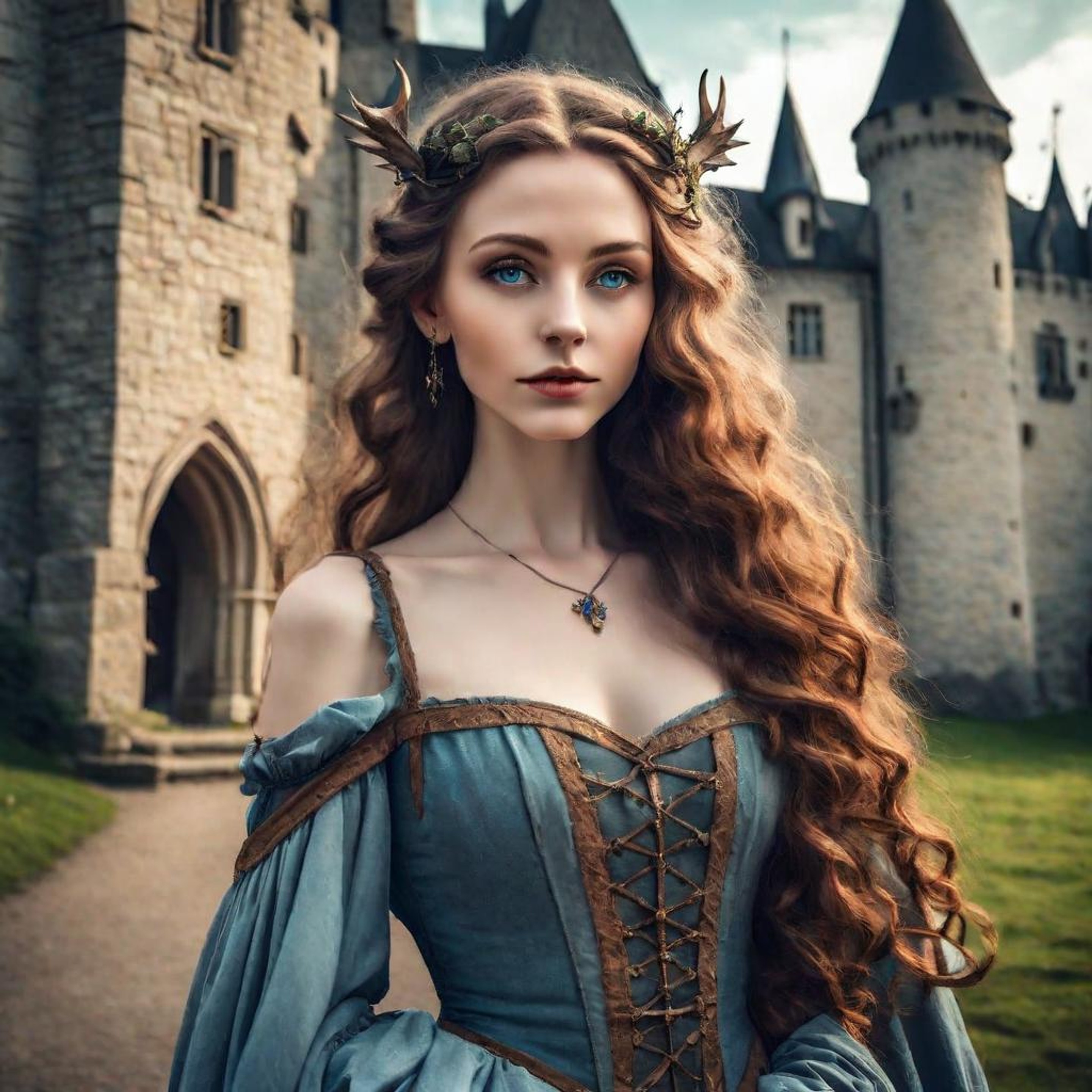 Enchanting Fae Maiden Amidst Castle Majesty - LimeWire