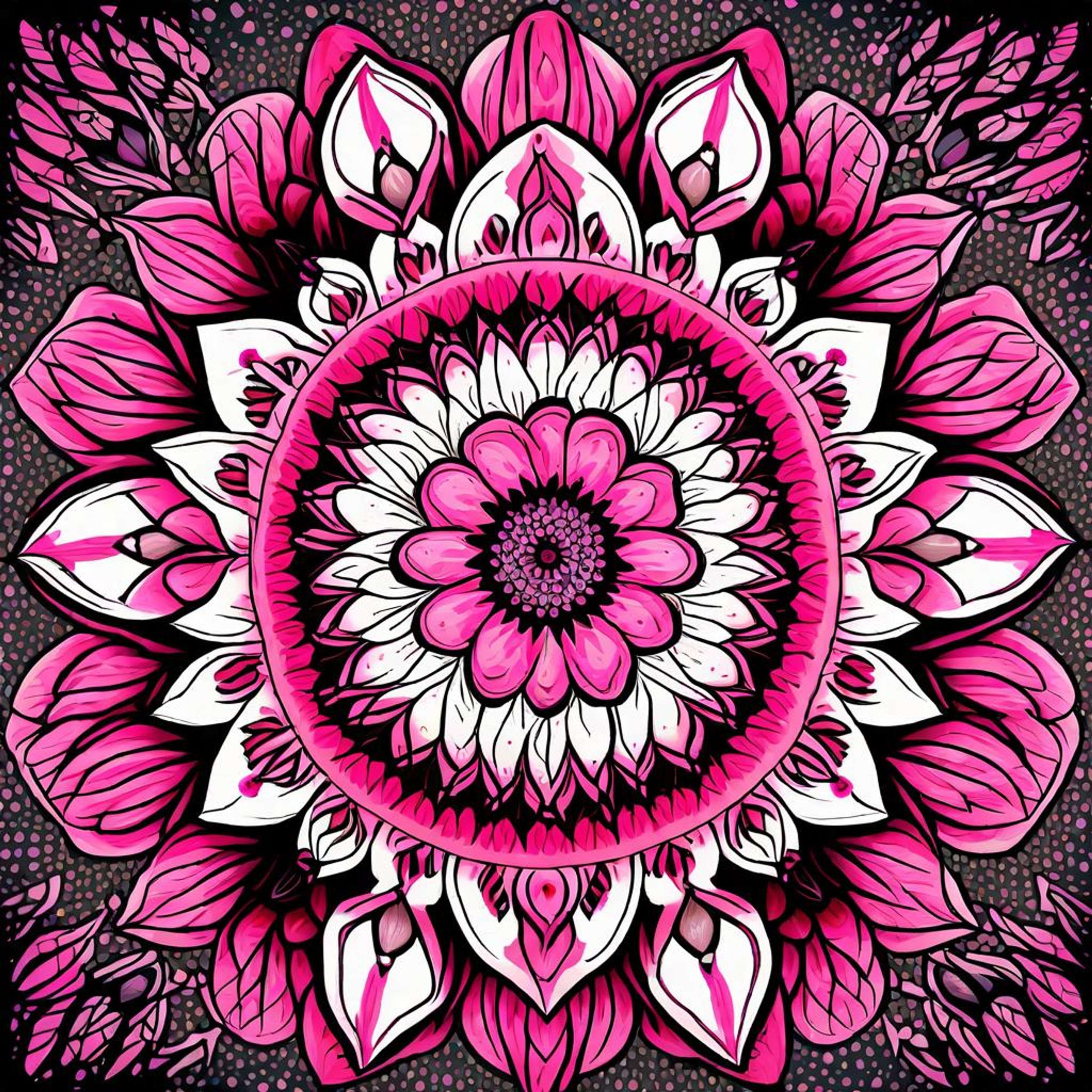 "Radiant Pink Floral Mandala" - LimeWire