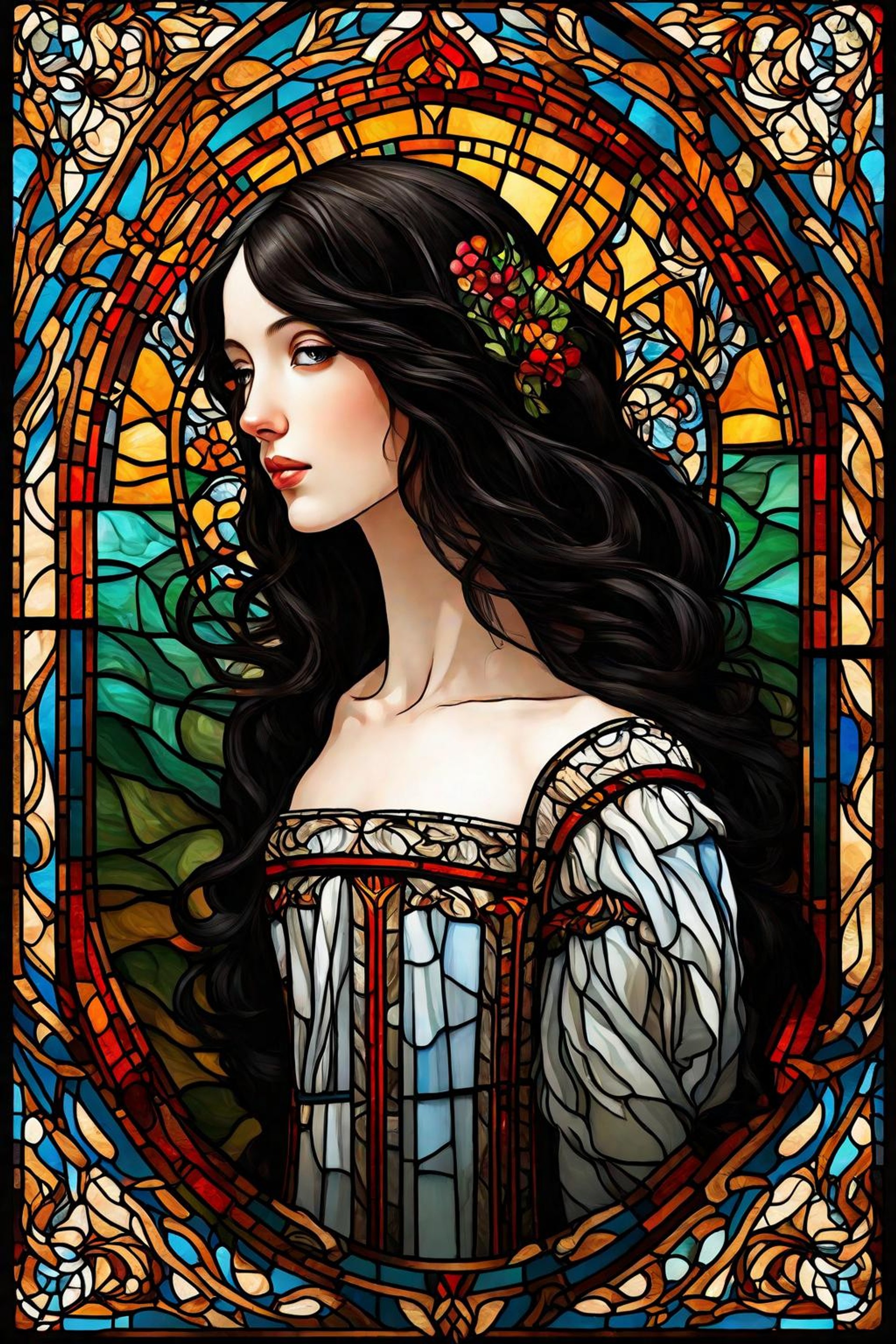 "Renaissance Beauty in Stained Glass Style" - LimeWire